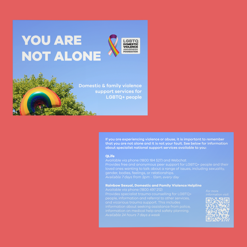 You Are Not Alone Postcard – LGBTQ Domestic Violence Awareness Foundation